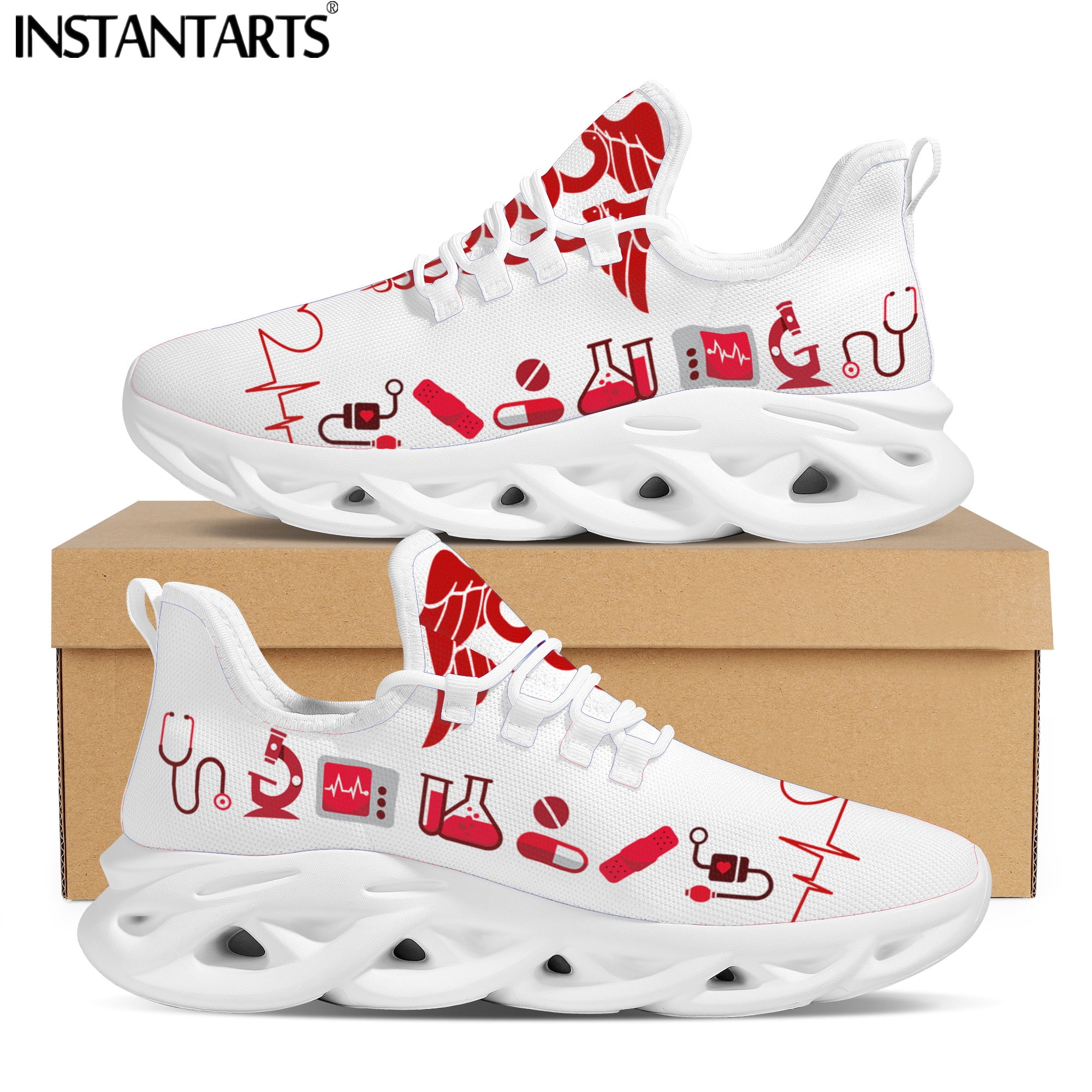 Fashion Doctor Nurse Hospital ECG Printing Female Platform Sneakers ...