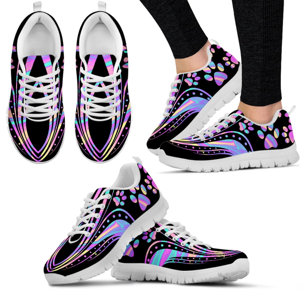 Fashion Dog Paw Print Black Platform Sneakers Comfortable Soft Walking ...