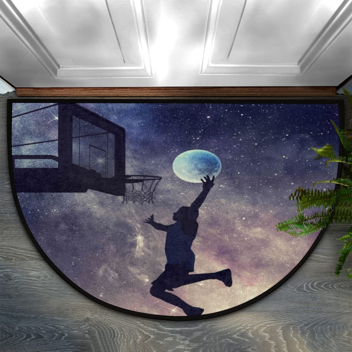 Fashion Doormat Bathroom Rugs Galaxy Planet Basketball Half Round Door ...