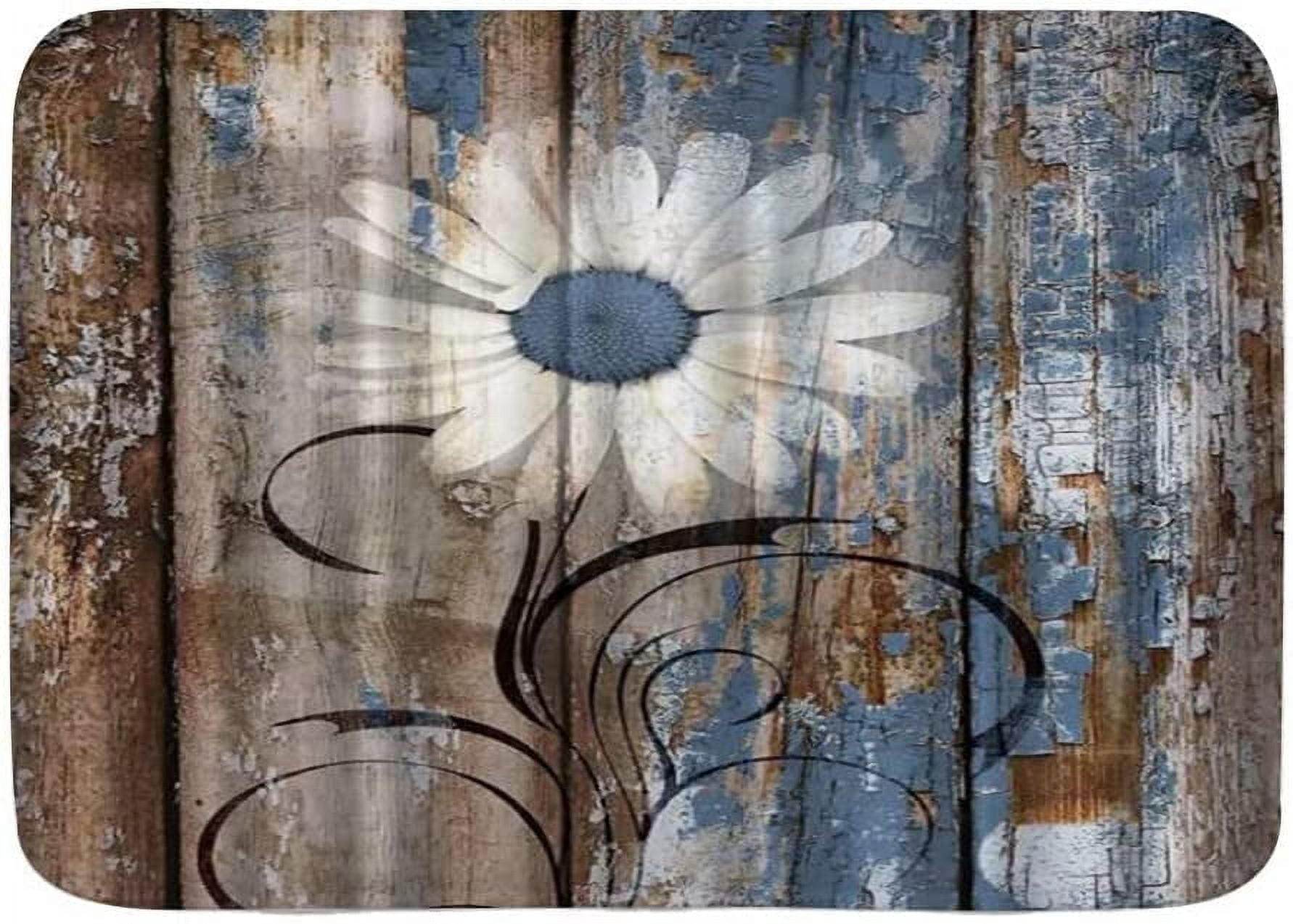 Fashion Doormat Rustic Daisy Blue Brown Floral Farmhouse Spring Country ...
