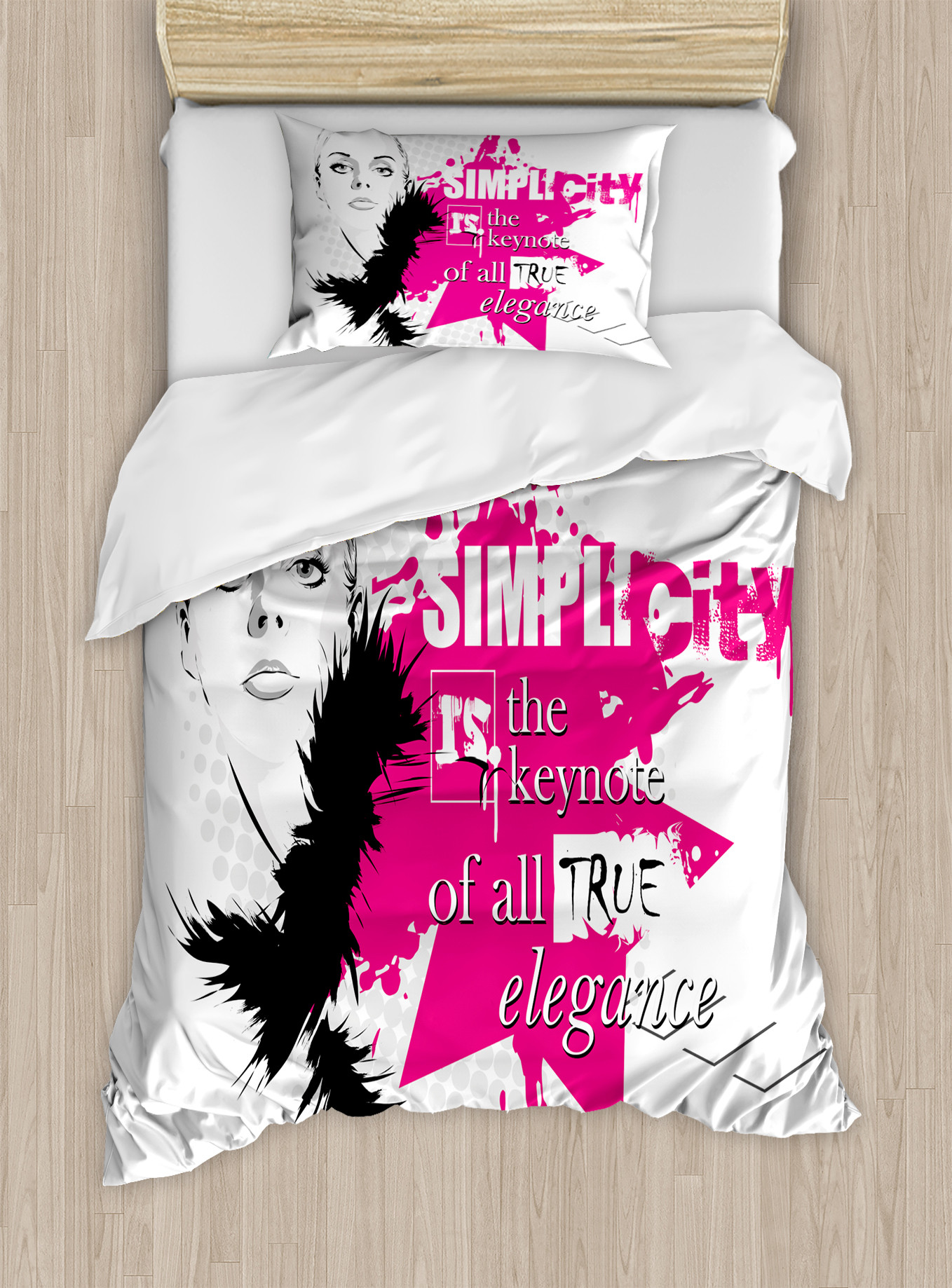 Fashion Duvet Cover Set, Lady Face with Makeup Simple Design ...