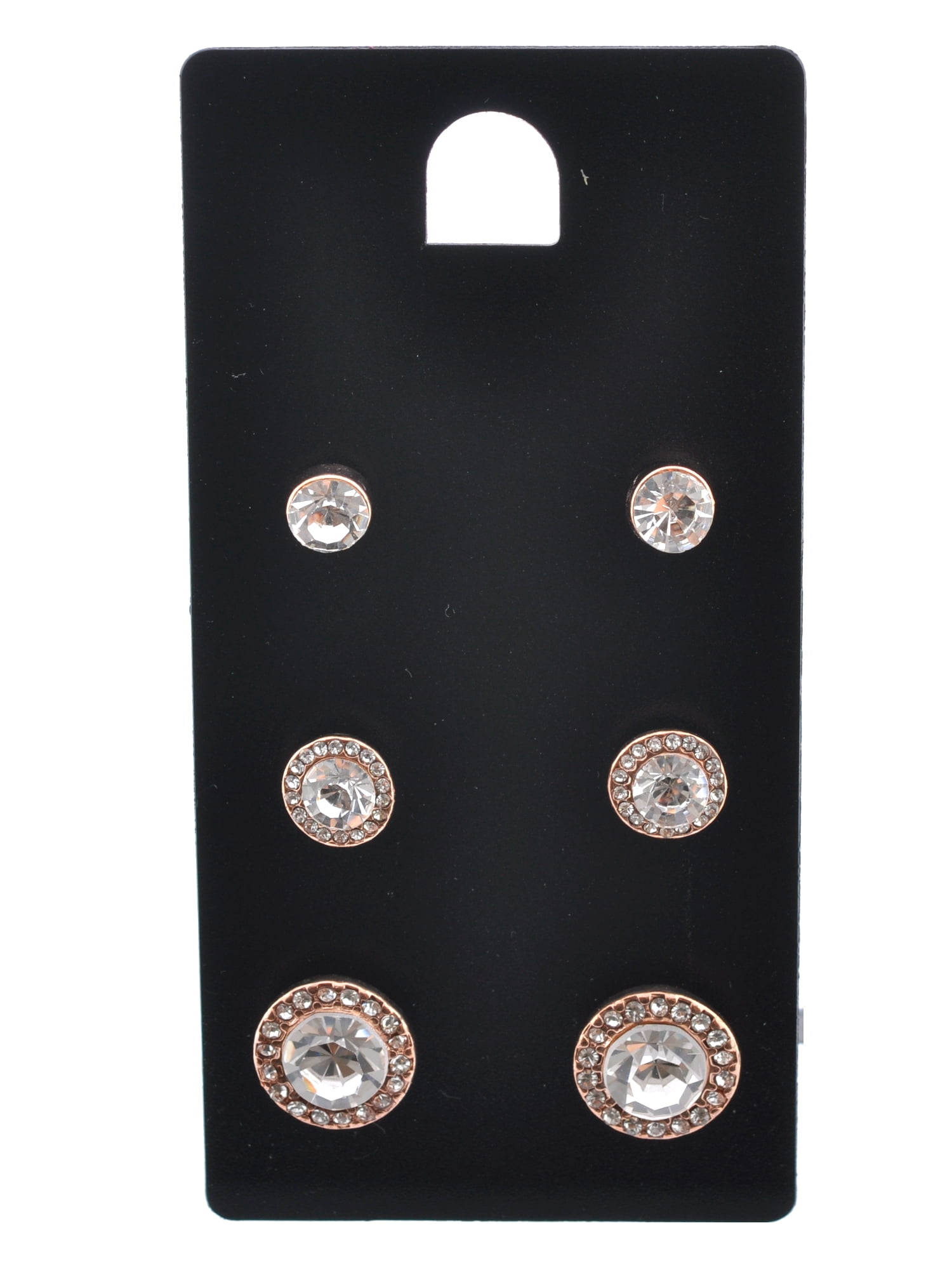 Fashion Earring Rose Gold Plating Round Trios Stud Earrings - Walmart.com