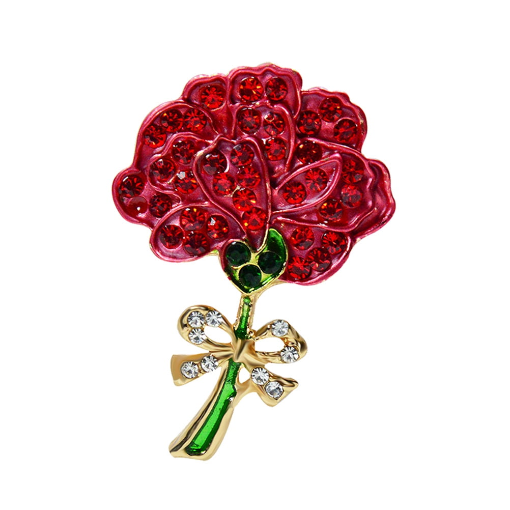 Fashion Elegant Carnation Flower Brooches Rhinestone Brooch Pin ...