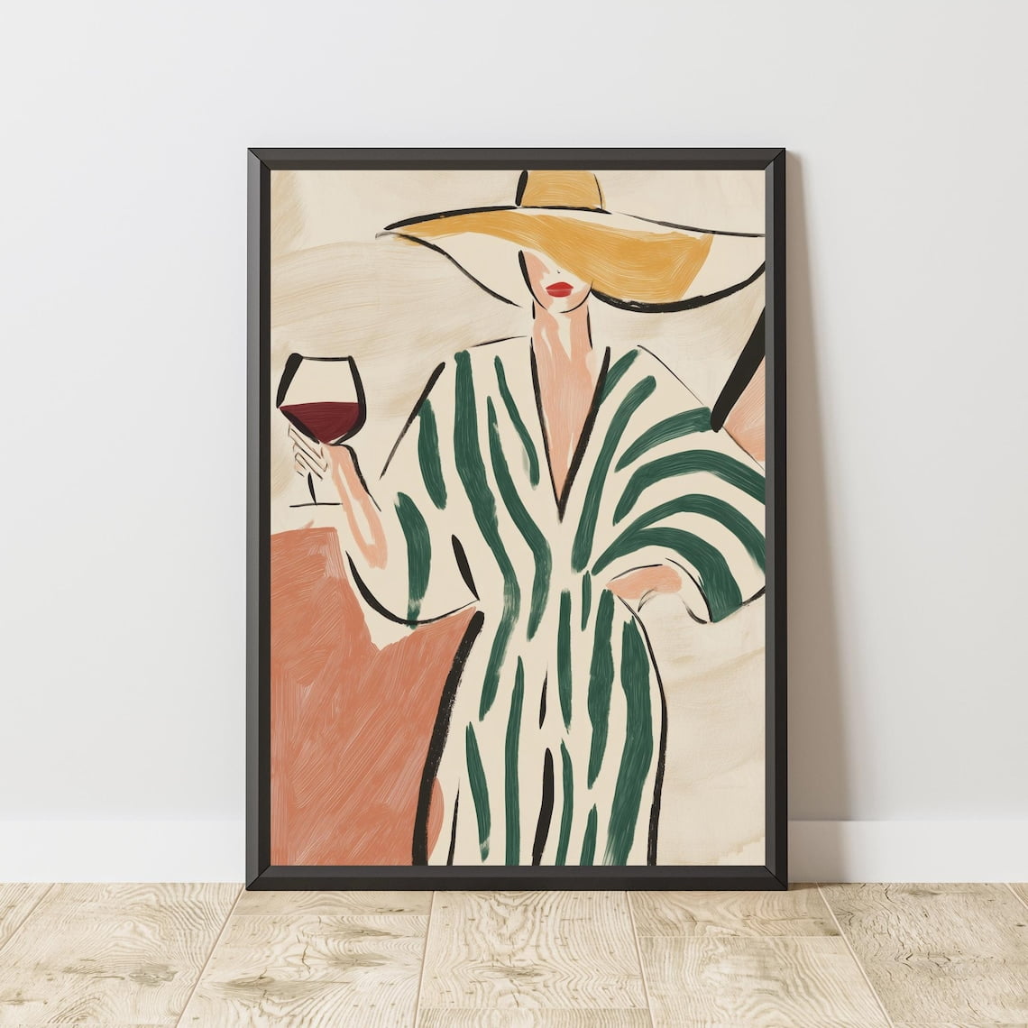 Fashion Elegant Woman With Hat Minimalist Chic Modern Female Portrait ...
