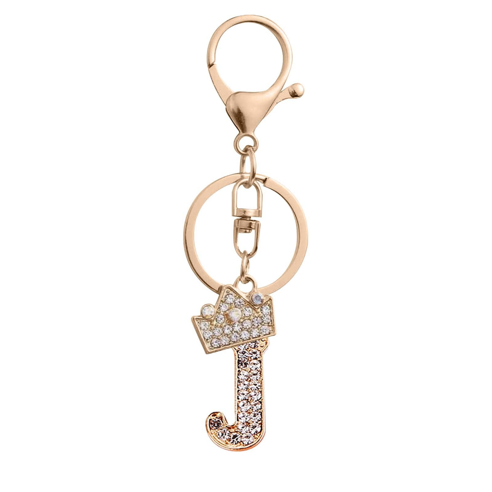 Fashion Jewelry Encrusted Alloy Metal Letter Keychain Bag Charm ...