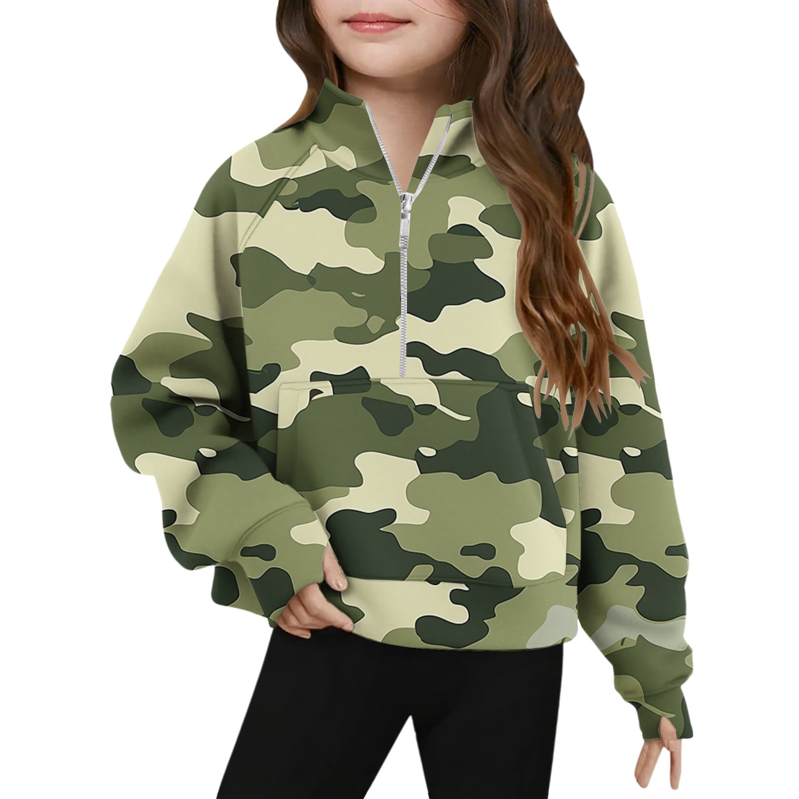 Fashion Children Oversize Sweatshirt Middle Big Half Zip Crewneck ...