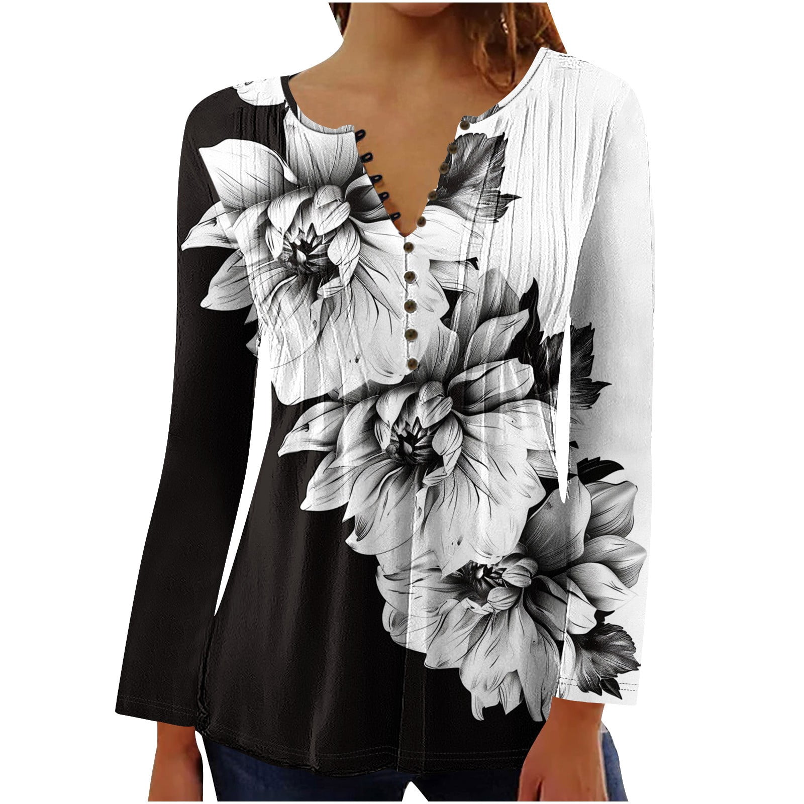 Fashion Fall Saving Ladies Long Sleeve Fall Tops 2025 Vintage Tshirts ...