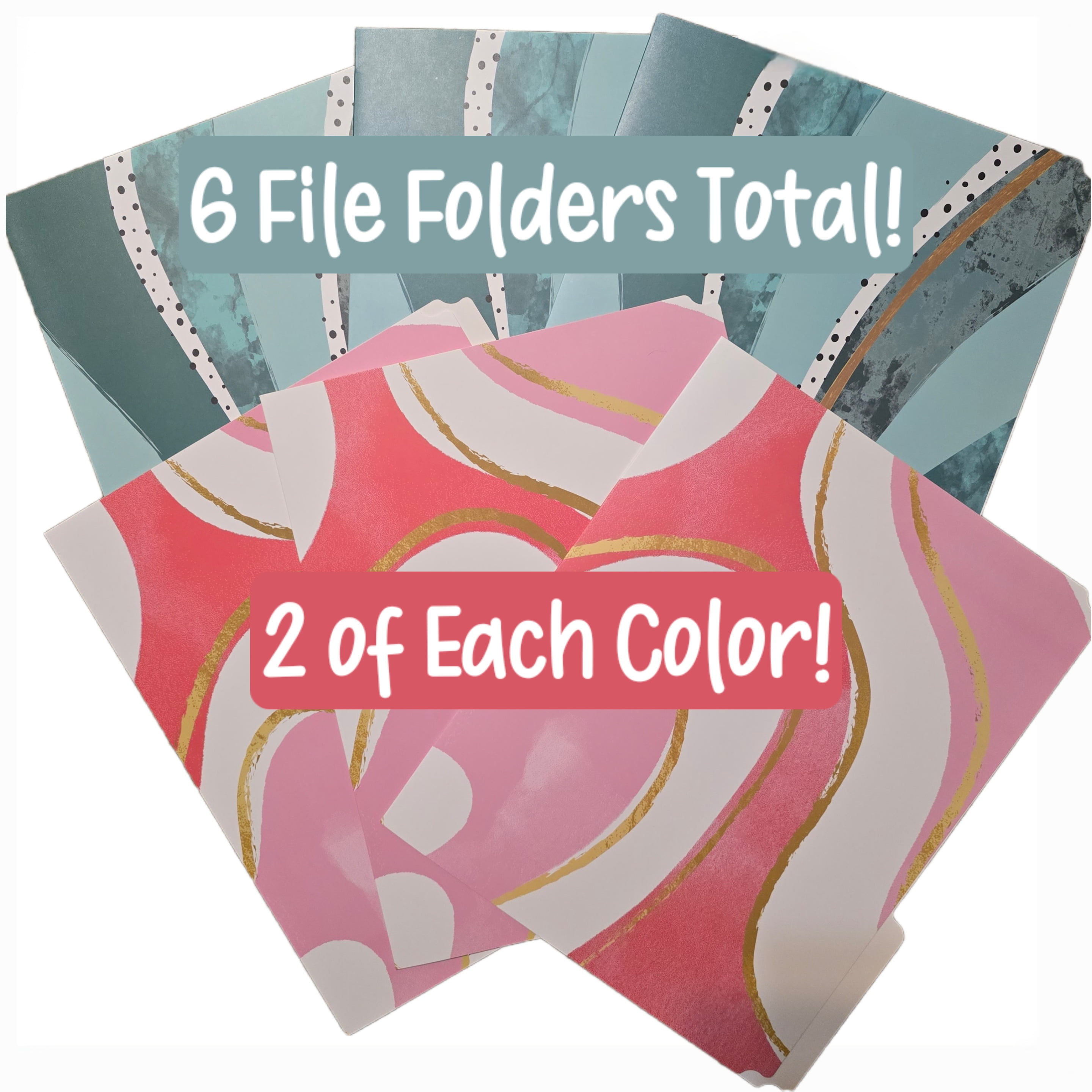 Fashion File Folders - 6 Pack (2 Colors- 3 of Each Color!) - Walmart.com