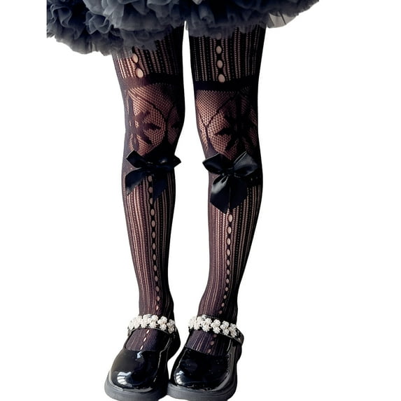 Fashion Fishnet Leggings for Girls Large Bowknot Tights Hollowout ...