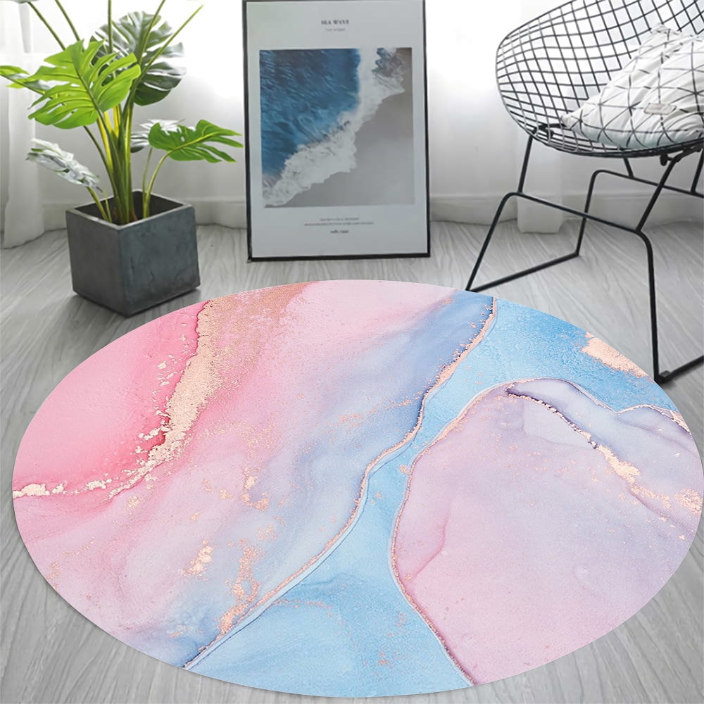 Fashion Flannel Round Carpet Modern Nordic Abstract Art 3D Printed Non ...