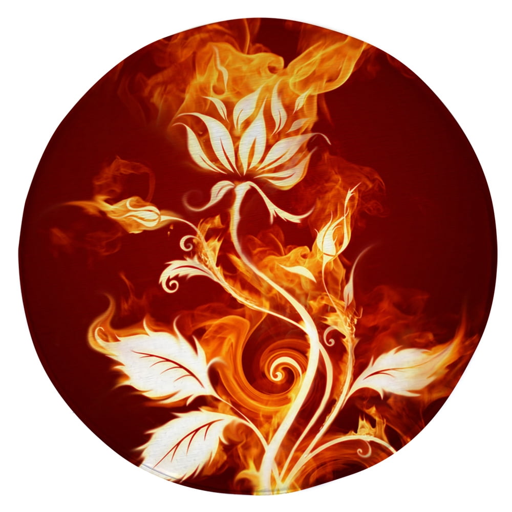Fashion Flannel Round Carpet Warm Flame Pattern 3D Printed Dirty Non ...