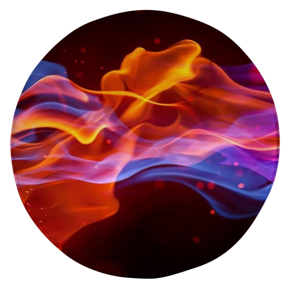 Fashion Flannel Round Carpet Warm Flame Pattern 3D Printed Dirty Non ...