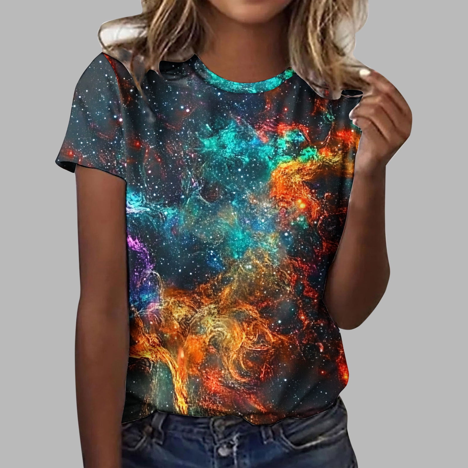 Xqxayjr Womens Plus Size Crewneck Tunic Tops Under $5 Summer Short ...