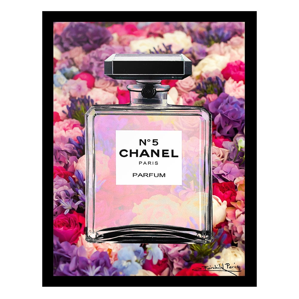 Fashion Floral Glam Perfume Bottle - Framed Print - Walmart.com