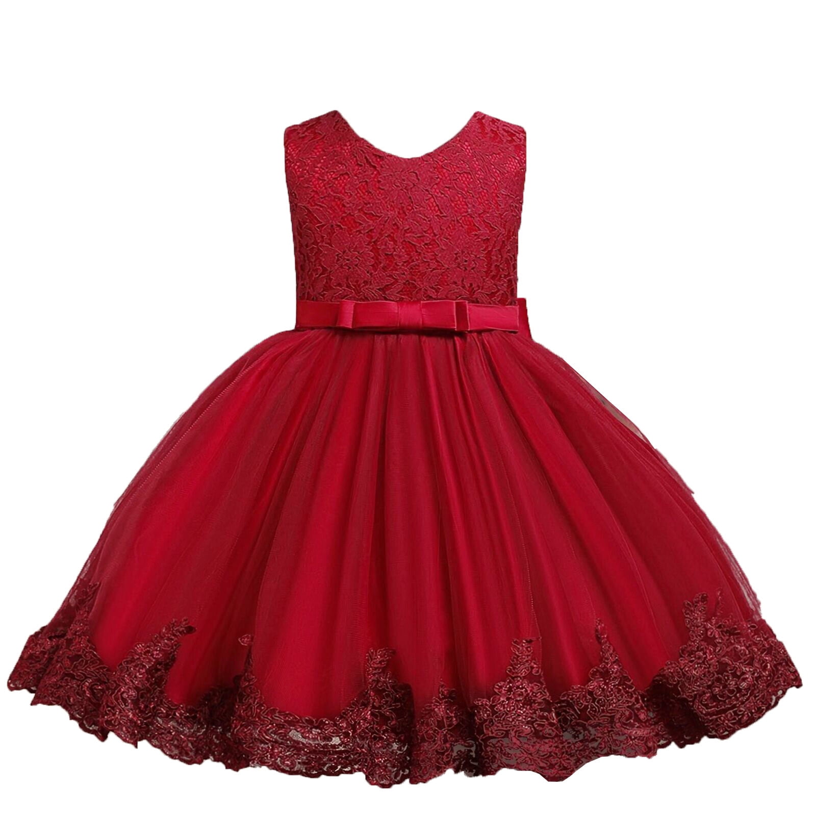 Fashion Flower Girl Dress Solid Sleeveless Elegant Dressy Ball Gown ...