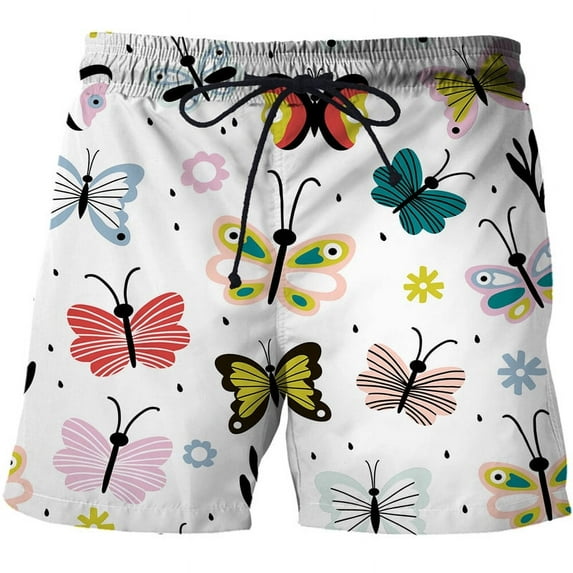 Fashion Flowers Butterfly Short Pants Women Men 3D Printed Swimsuit ...