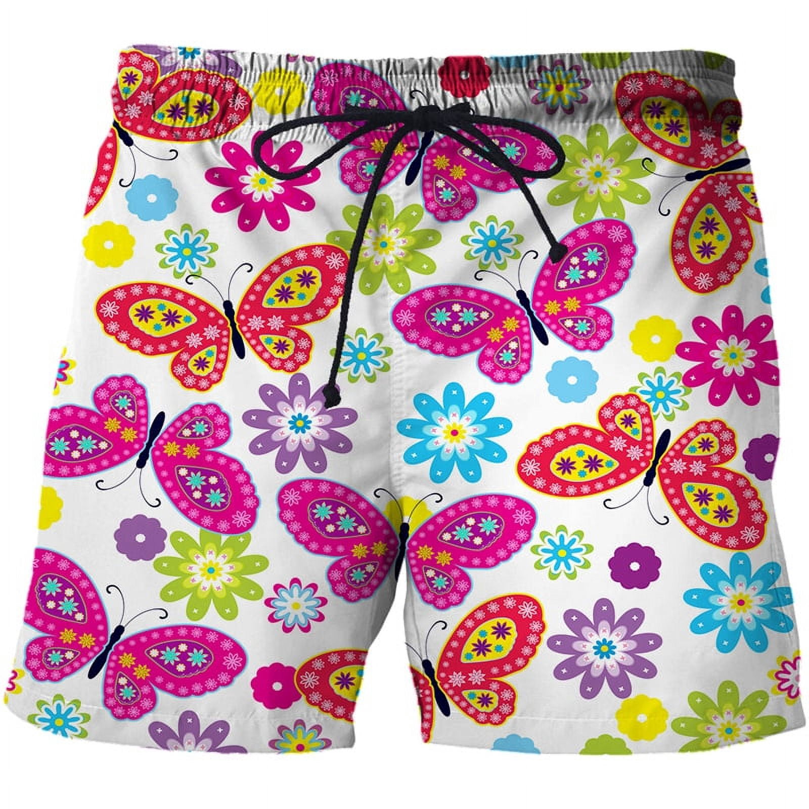 Fashion Flowers Butterfly Short Pants Women Men 3D Printed Swimsuit ...