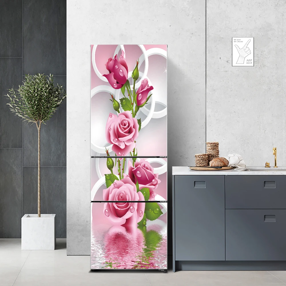 Fashion Flowers Refrigerator Magnet Full Door Cover Modern Art Fridge ...