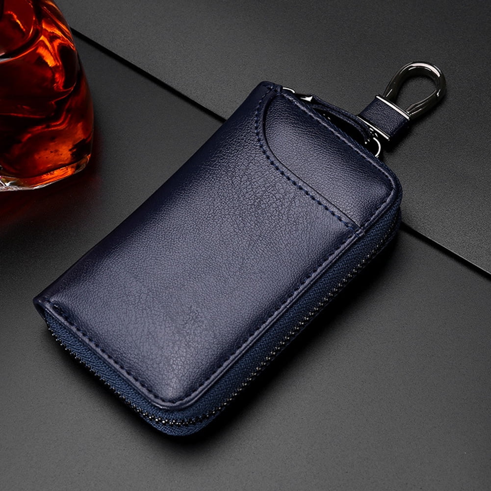 Fashion Genuine Leather Keychain Holder Pouch Zipper Key Holder ...