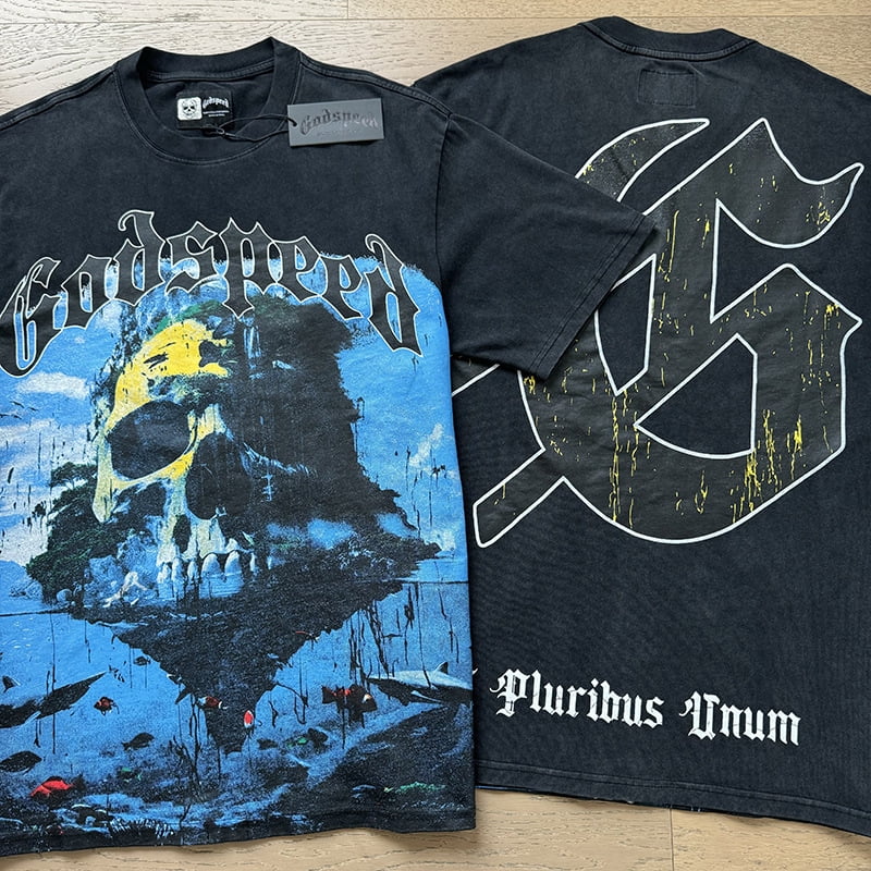 Fashion Godspeed T-Shirt Casual Letter Print Short T-Shirt Hip Hop ...