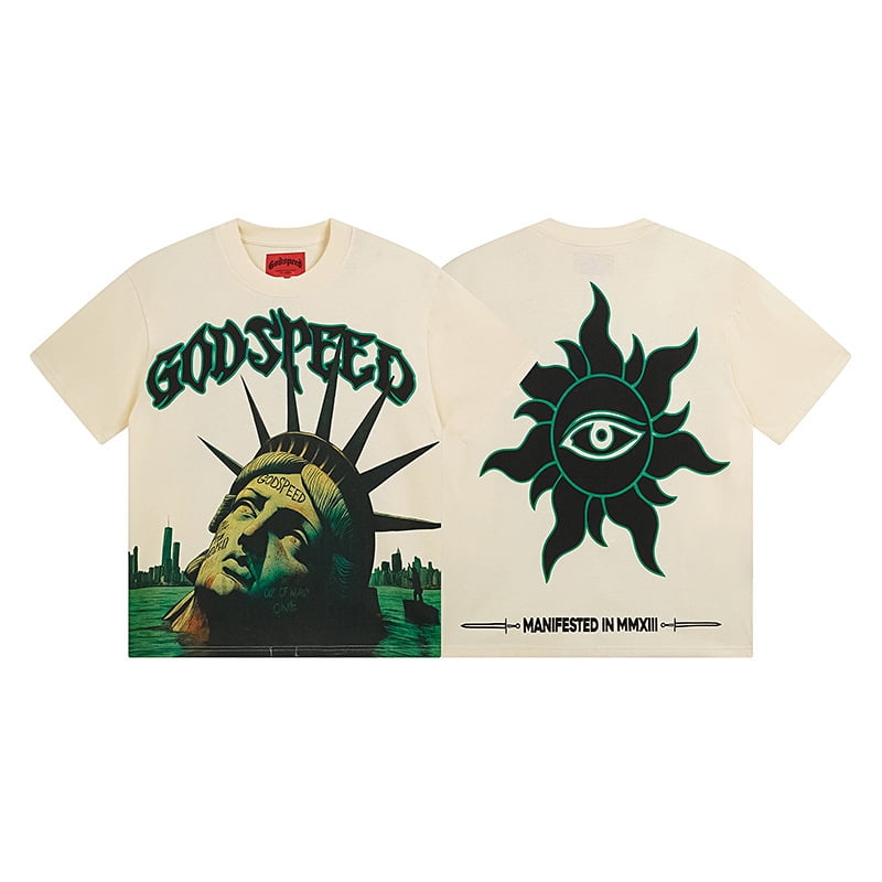Fashion Godspeed T-Shirt Casual Letter Print Short T-Shirt Hip Hop ...