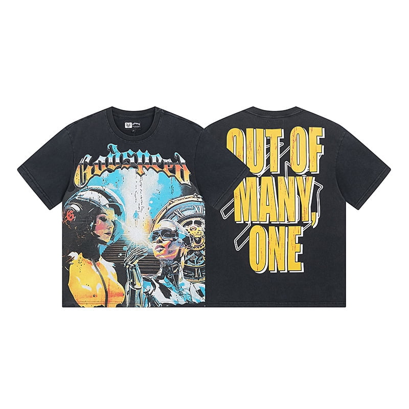 Fashion Godspeed T-Shirt Casual Letter Print Short T-Shirt Hip Hop ...