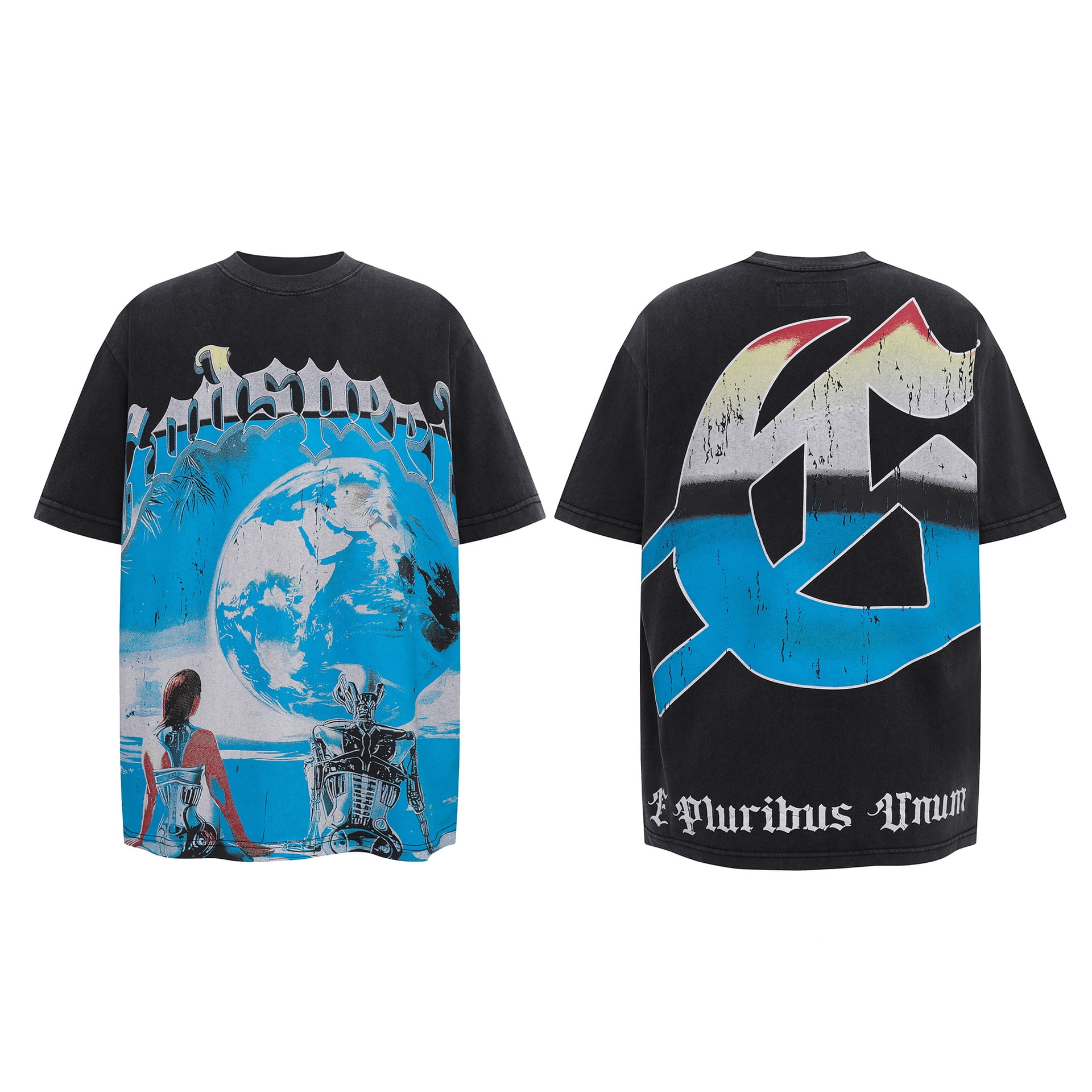 Fashion Godspeed T-Shirt Casual Letter Print Short T-Shirt Hip Hop ...