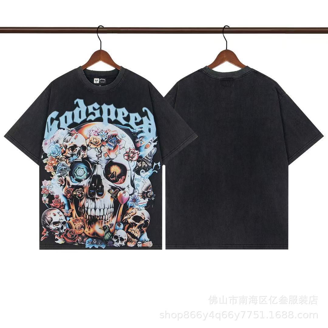 Fashion Godspeed T-Shirt Casual Letter Print Short T-Shirt Hip Hop ...