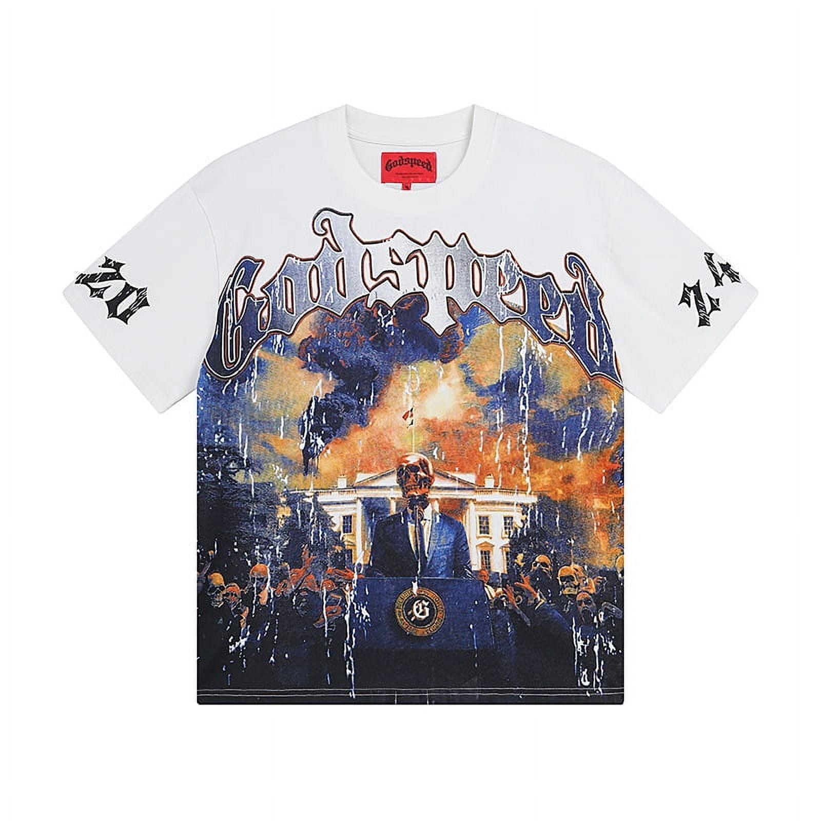 Fashion Godspeed T-Shirt Casual Letter Print Short T-Shirt Hip Hop ...