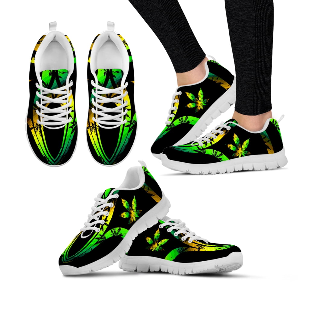 Fashion Gradient 3D Weed Leaves Print Flat Shoes for Women Lightweight ...