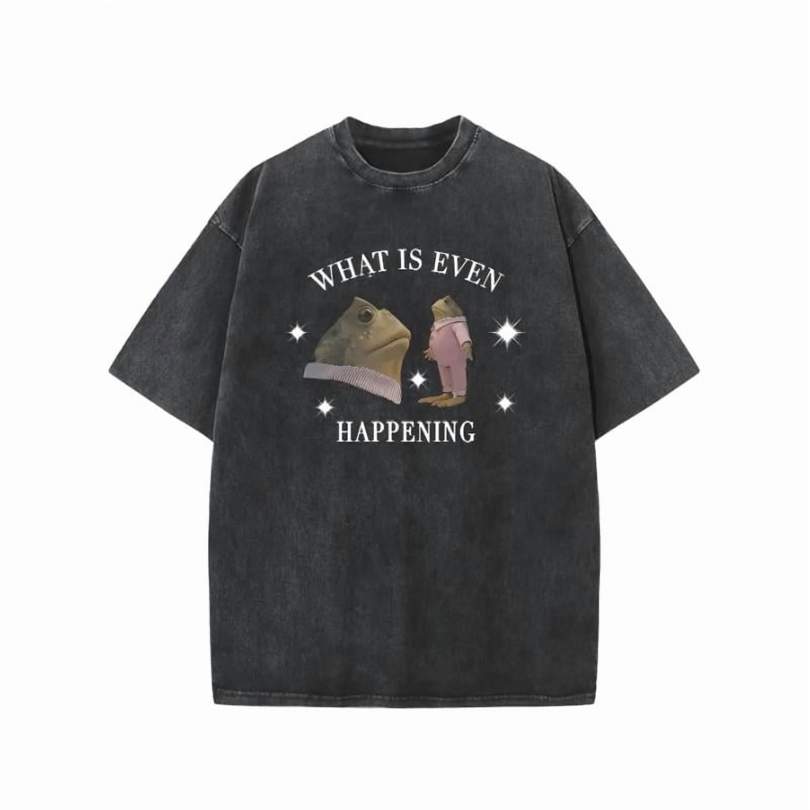 Fashion Graphic Tee,Tops Has Frog Pattern,Casual Round Neck Regular Fit ...