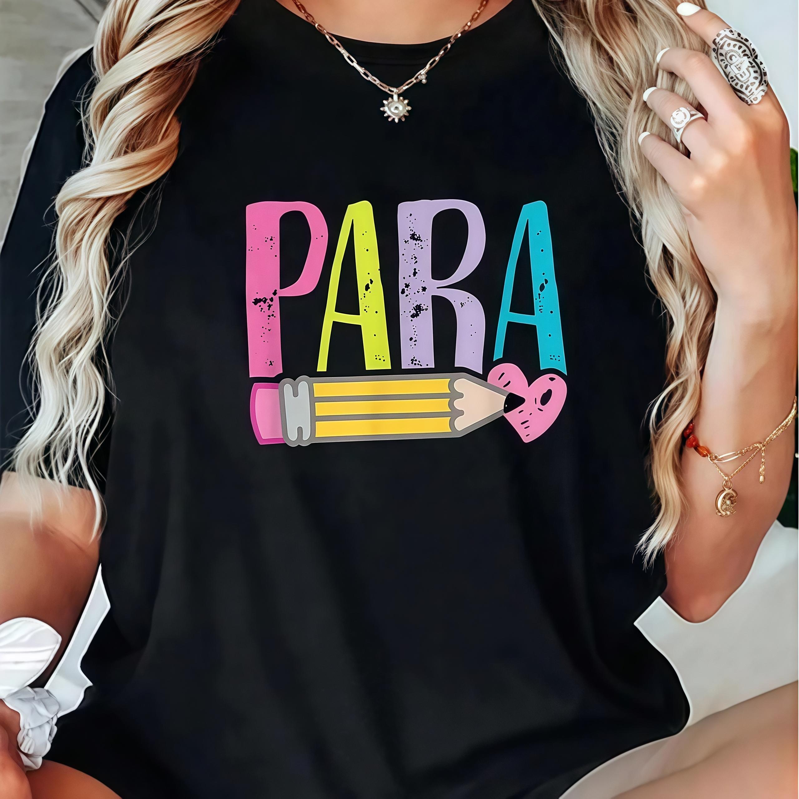 Fashion Graphic Tee,Tops Has"PARA"with Pencil and Heart Design,Casual ...