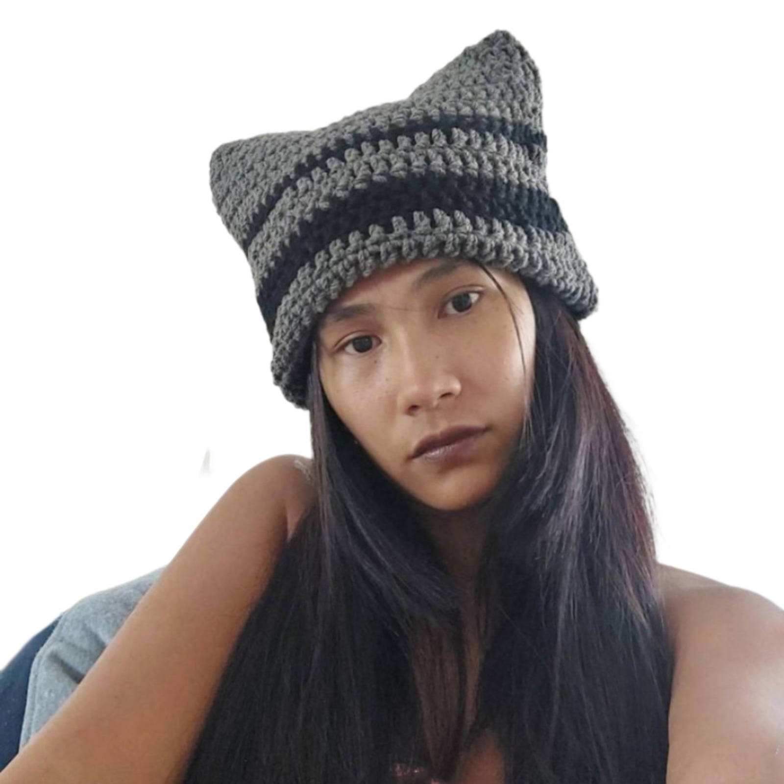 Fashion Hat for Women Girls Ear Knit Hat Lovely Skull Hat Crochet ...