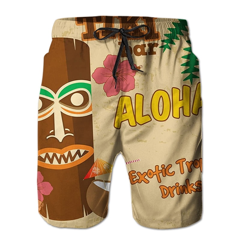 Fashion Hawaiian Tiki 3D Print Beach Shorts Casual Aloha Polynesia God ...