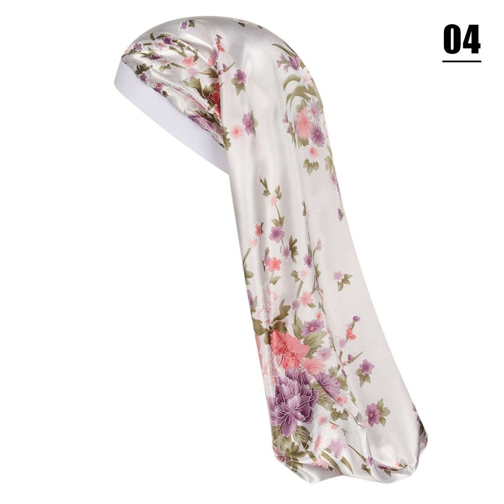 Fashion Head Wrap Cover Hair Band Long Satin Nightcap Sleep Hats Curly ...