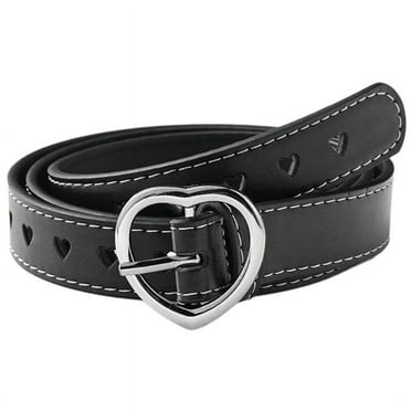 qucoqpe Women Girls Single Grommet Belt Cute Heart PU Leather Buckle ...