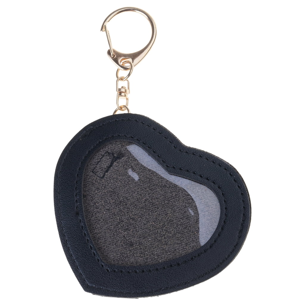 Fashion Heart Shaped Badge Holder Keychain Anime Pin PU Leather ...