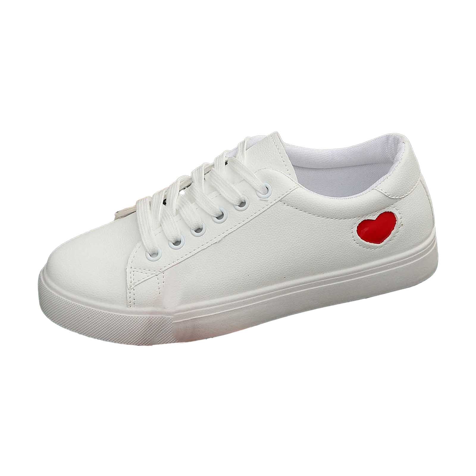 Fashion Heart-Shaped Pattern Ladies' Sports Shoes - Casual lace-up Flat ...
