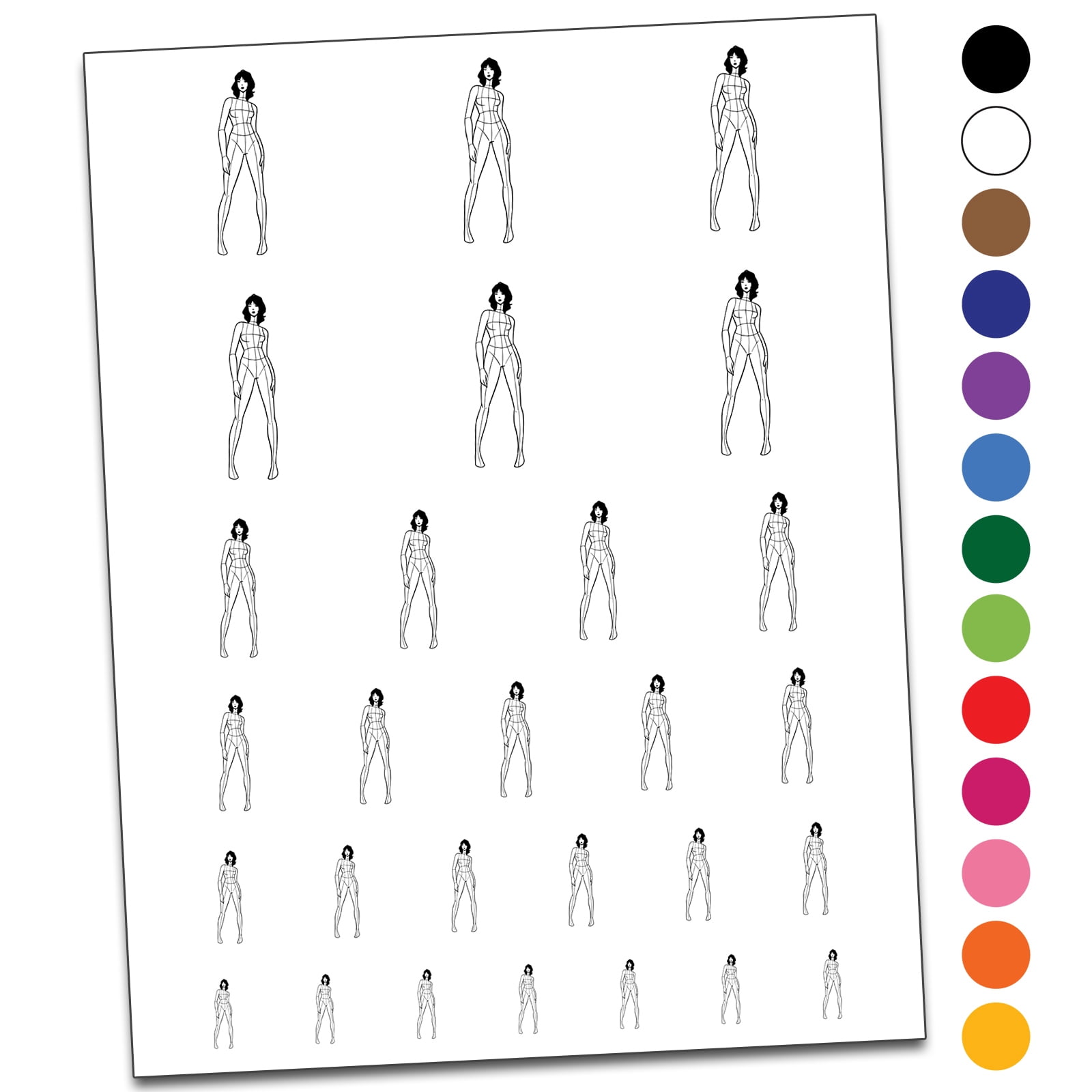 Fashion Illustration Croquis Template Water Resistant Temporary Tattoo ...
