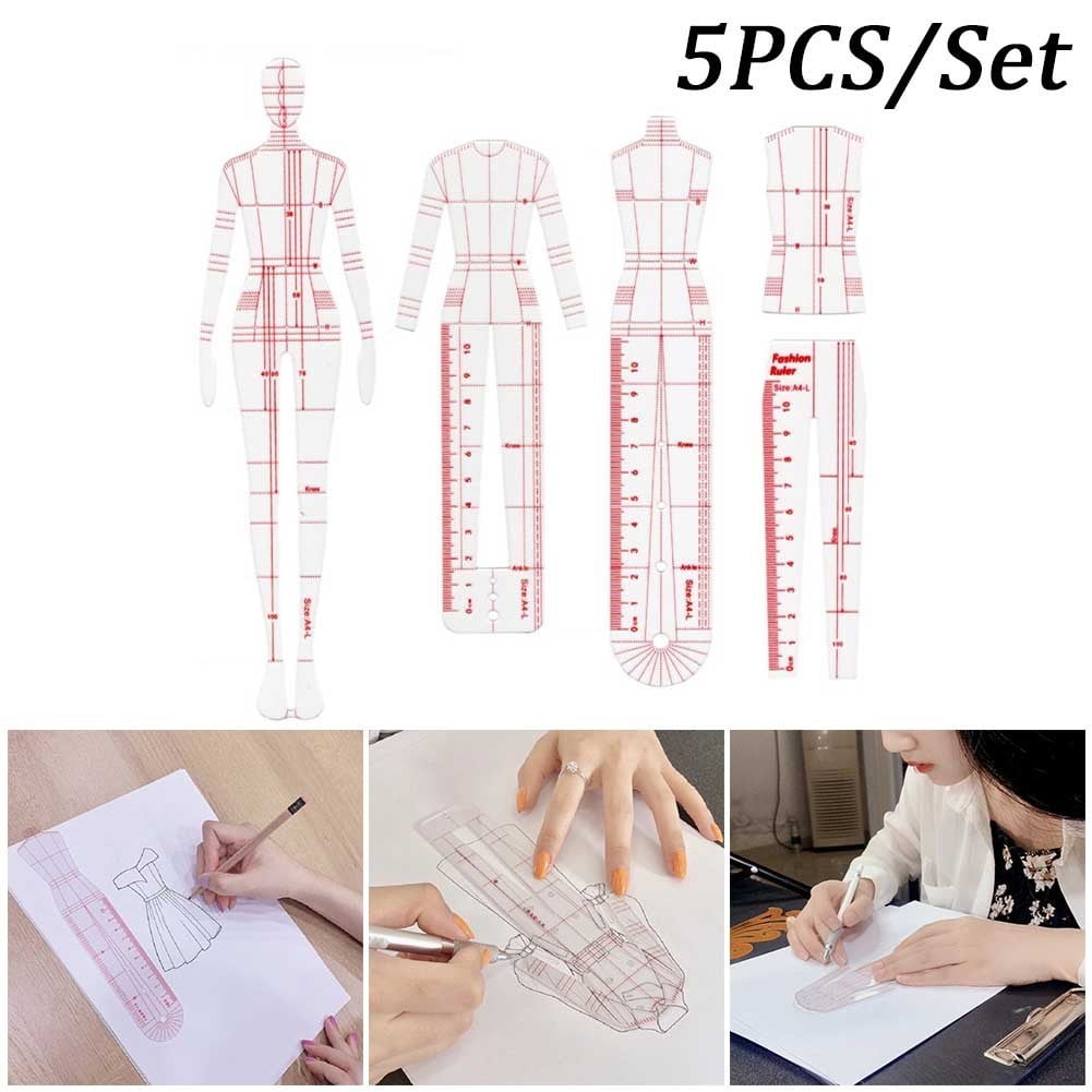 Fashion Illustration Ruler Figure Sewing Design Template Tailoring ...