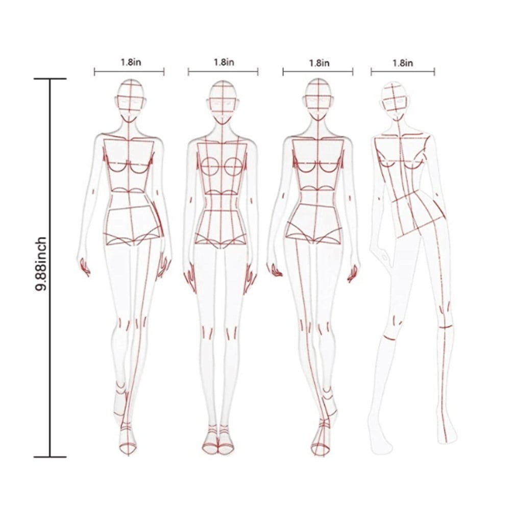 Fashion Illustration Ruler Figure Sewing Design Template Tailoring ...