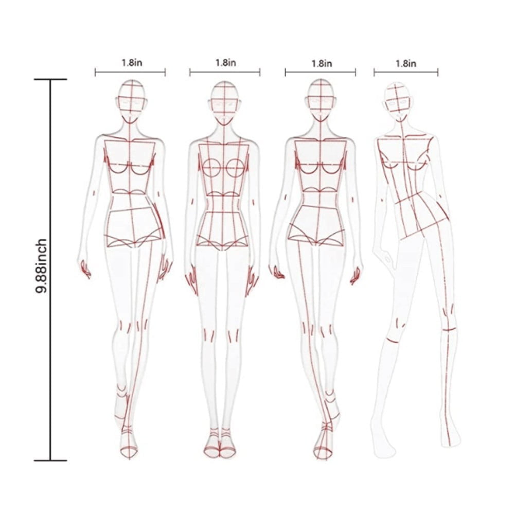 Fashion Illustration Ruler Figure Sewing Design Template Tailoring ...