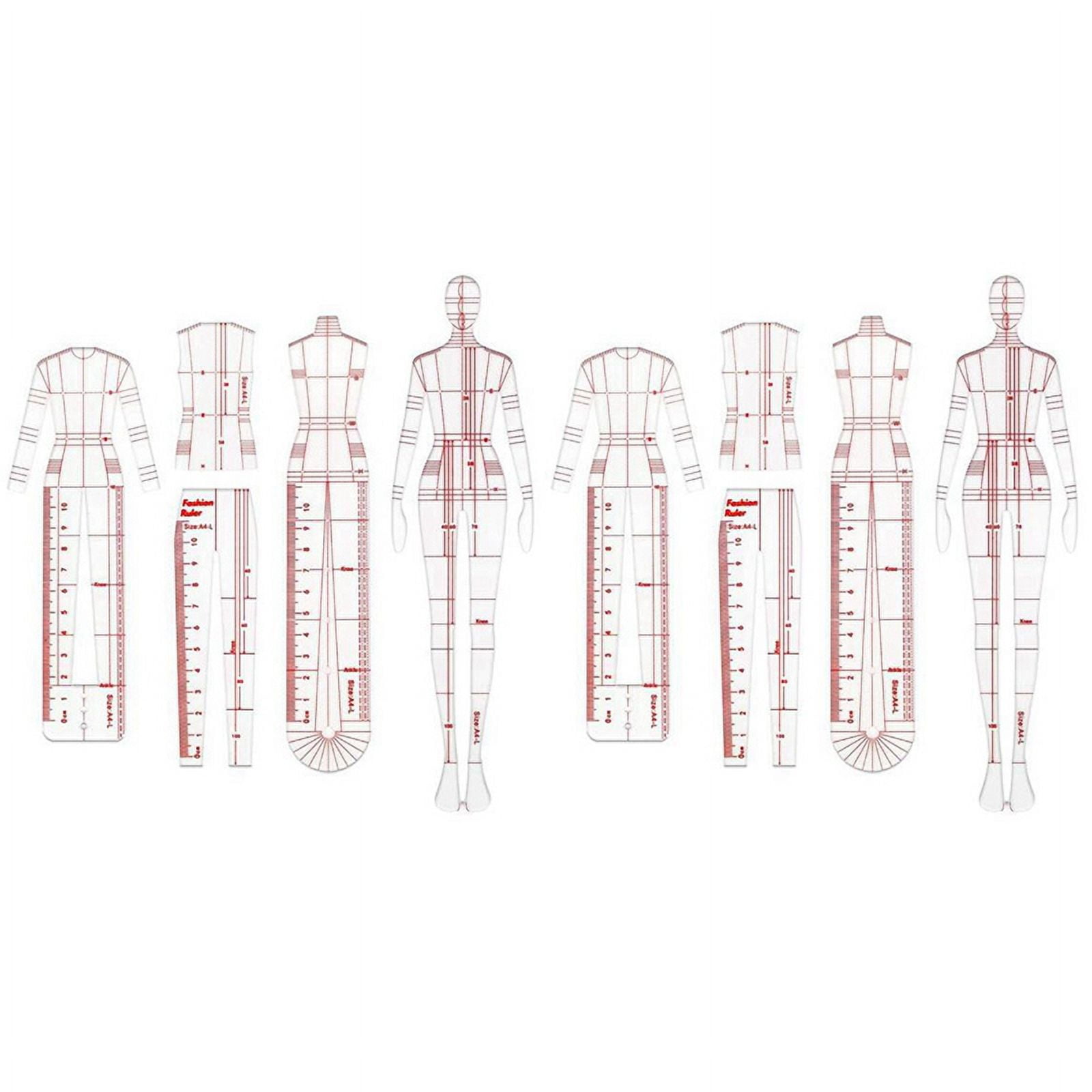 Fashion Illustration Ruler Sketch Template Sewing Ruler Humanoid ...