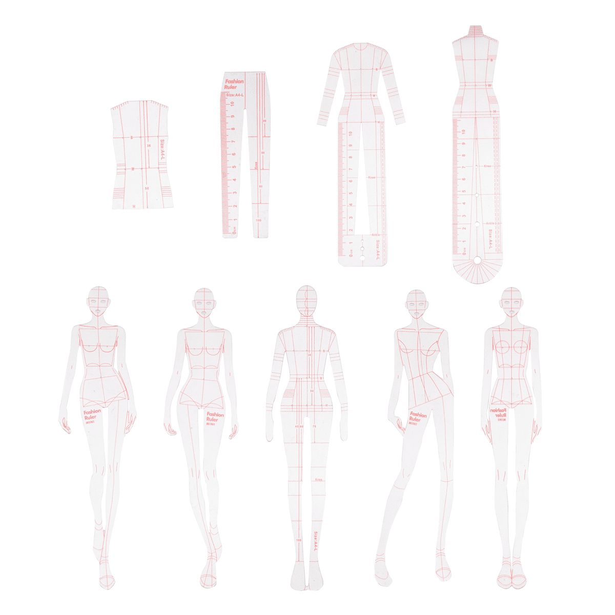 Fashion Illustration Rulers Sketching Templates Ruler Sewing Humanoid ...