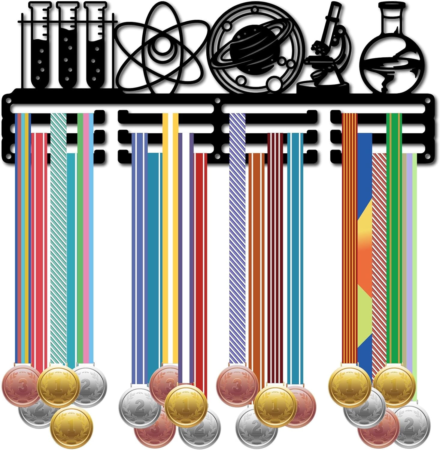 Fashion Iron Medal Hanger Holder Display Wall Rack 3-Line with Screws ...