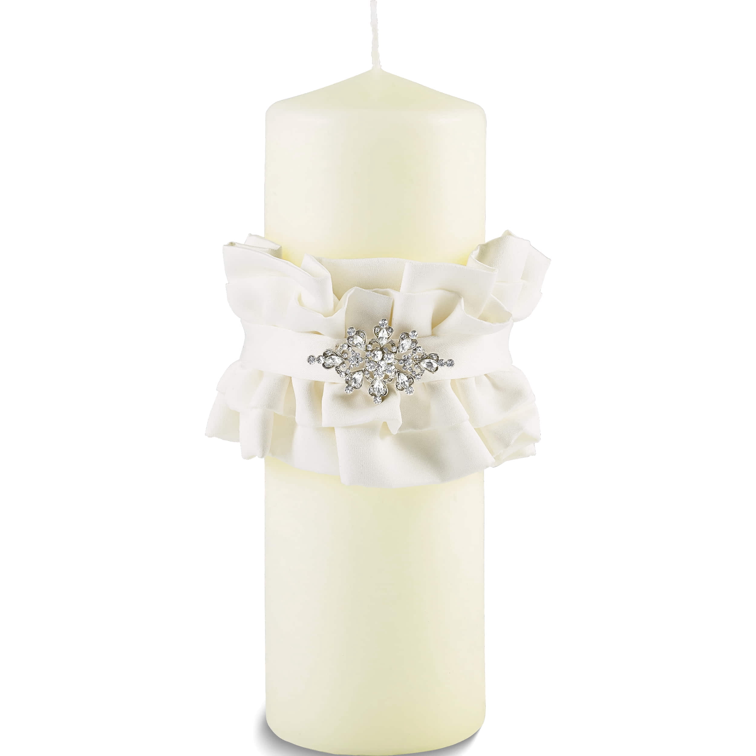 Fashion Ivory Isabella Satin & Cz Wedding Pillar Candle (9.25 X 3) Made ...