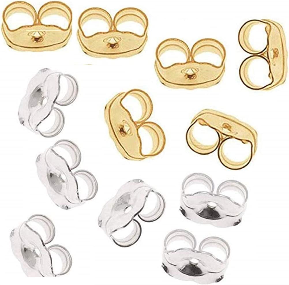 Fashion Jewelry 14K Gold/White Gold Color Earring Backs 12 Pieces Replacement Earring Backs ...