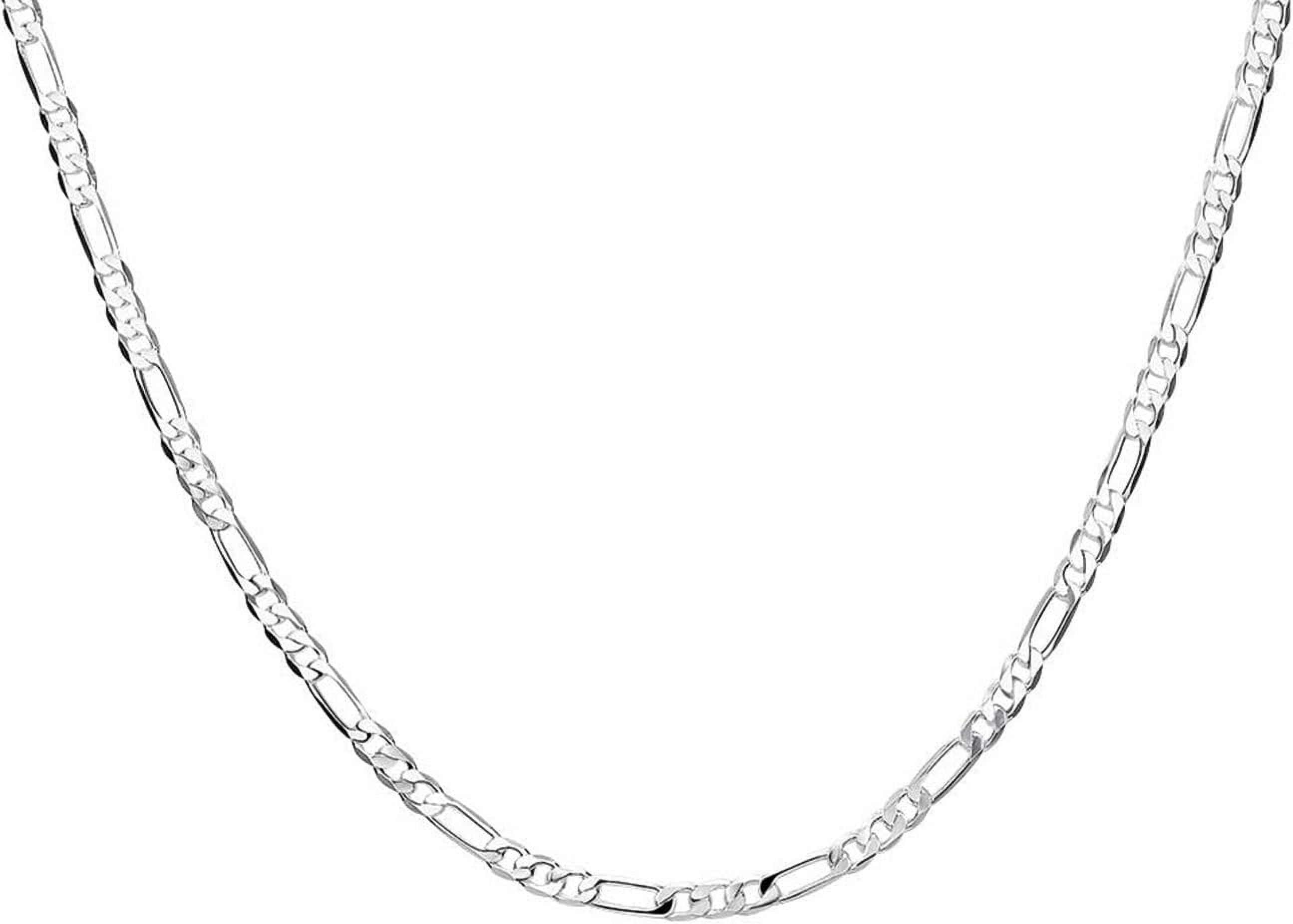Fashion Jewelry 16-30 Inches Figaro Chain Necklace 4MM 925 Sterling ...