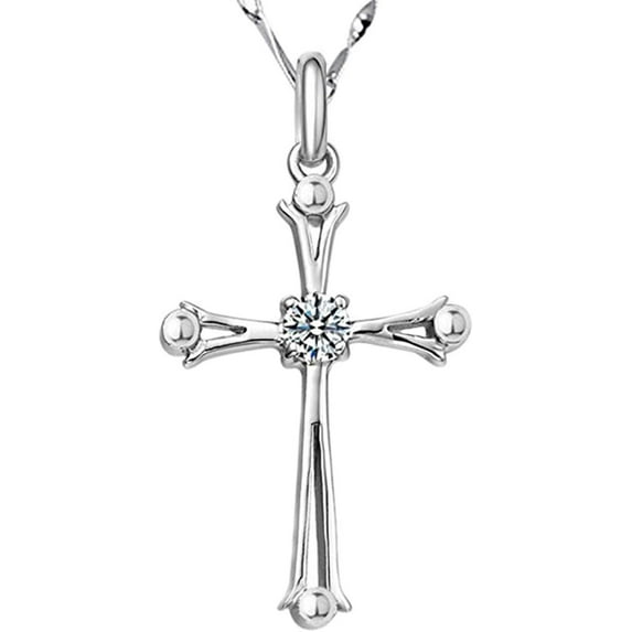Fashion Jewelry 925 Sterling Silver Inlaid Crystal Cubic Zirconia Cross ...