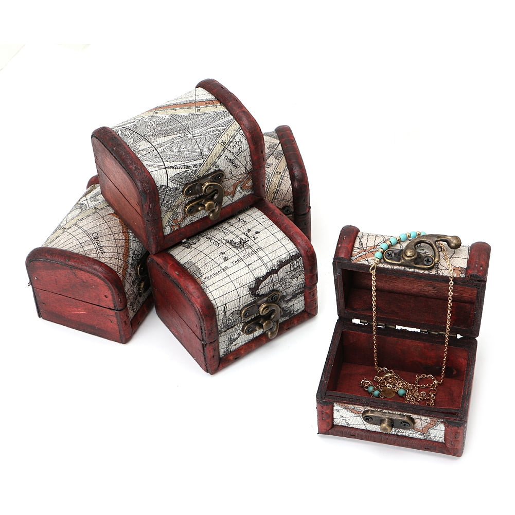 Fashion Jewelry Box with Map Pattern Jewelry Box Treasure Chest Storage ...